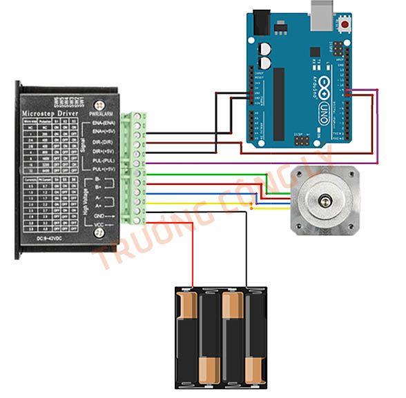 Hướng dẫn giao tiếp mạch điều khiển động cơ bước TB6600 với Arduino | Viết bởi truongcongly.clt