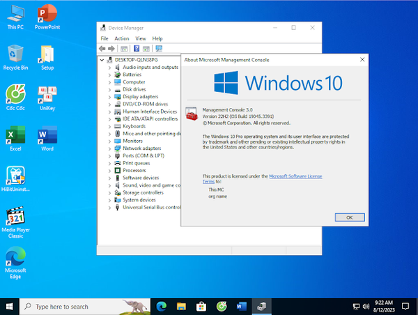 Windows 10 Pro 22H2 (OS Build 19045.3391) Full Soft_v3.4 (Update 12/08/2023) | Viết bởi hoanchien